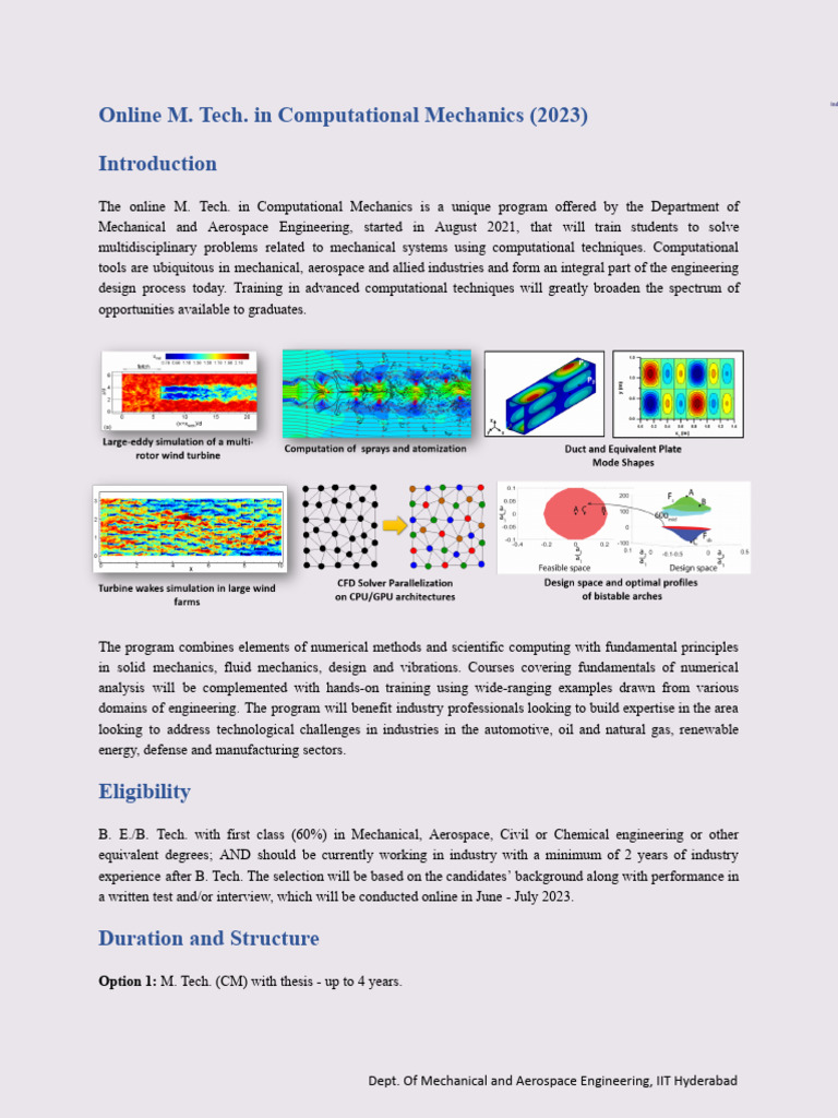 Brochure M Tech Comp Mech Revised | PDF | Engineering | Mechanical ...