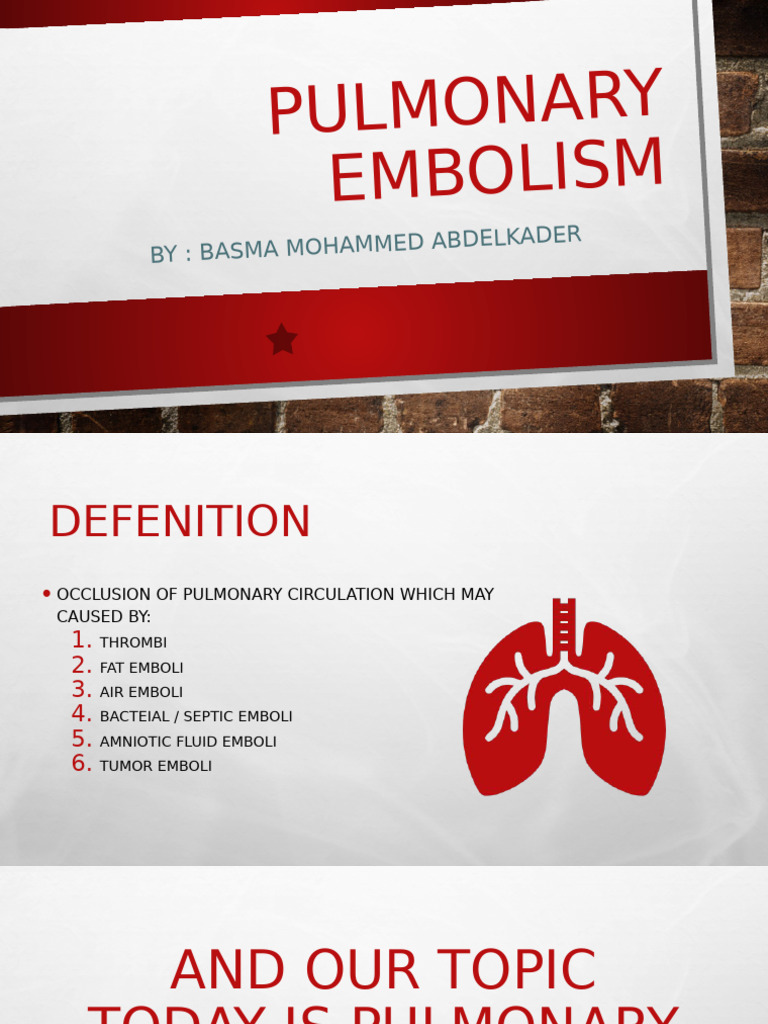 Pulmonary Embolism | PDF | Embolism | Thrombosis