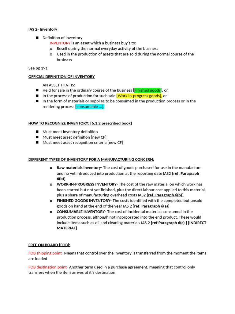 IAS 2 | PDF | Inventory | Financial Accounting