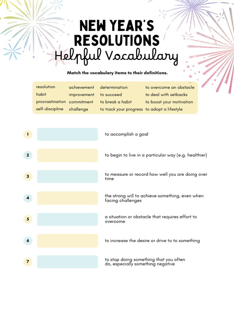 02 New Year's Resolutions - Vocabulary | PDF