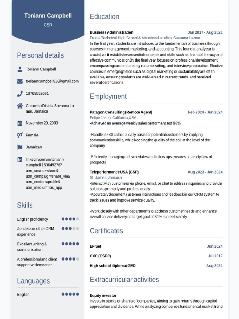 Int.resume PDF | PDF