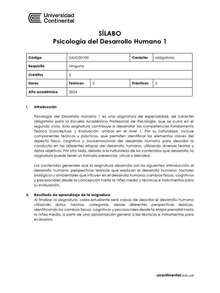 Psicología del Desarrollo Humano 1 | PDF | Sicología | Aprendizaje