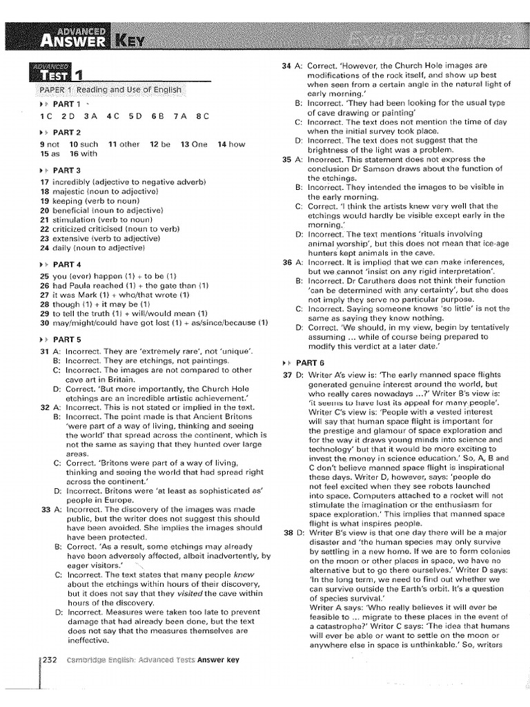 answers test 1 cae | PDF