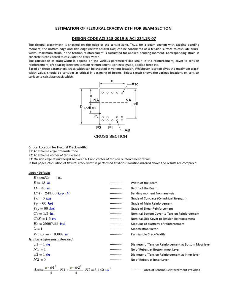 ACI 318 2019 Beam CrackWidth | PDF | Beam (Structure) | Bending