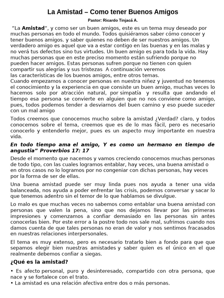 La Amistad | PDF | Amistad