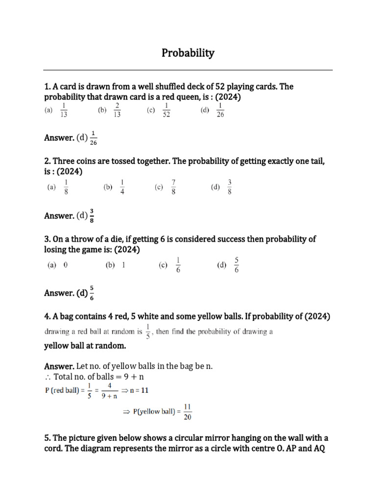 probability pyq | PDF probability pyq | PDF