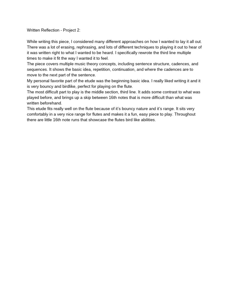 Music Theory Reflection on Flute Etude | PDF