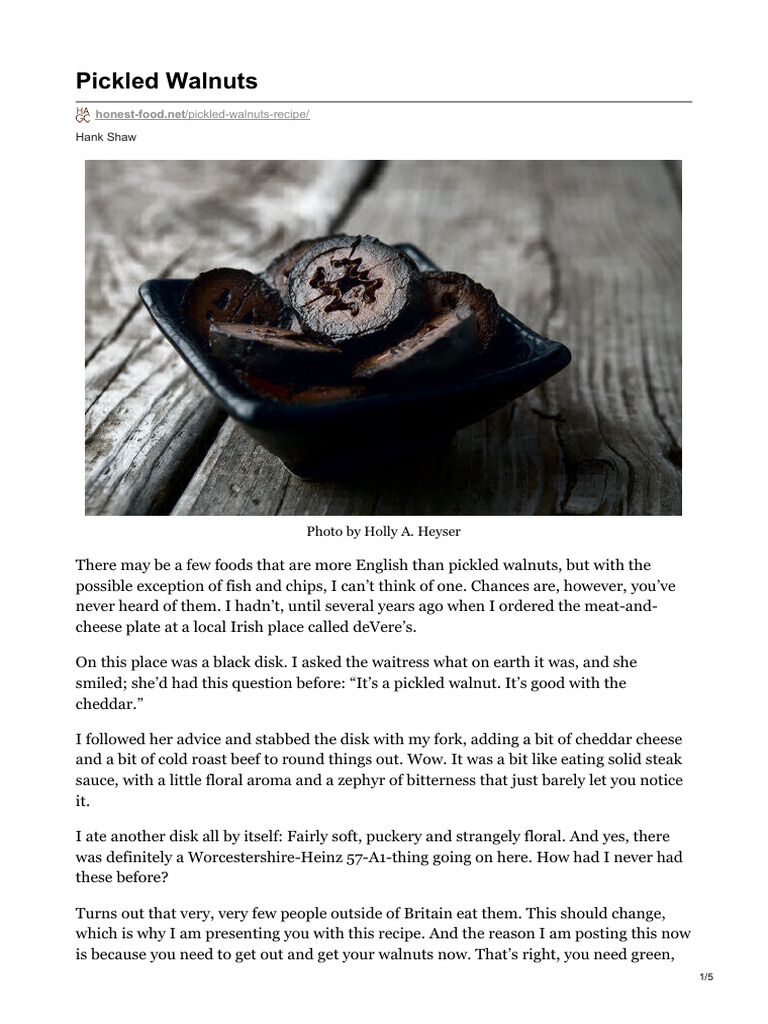 Pickled Walnuts | PDF | Walnut | Pickling