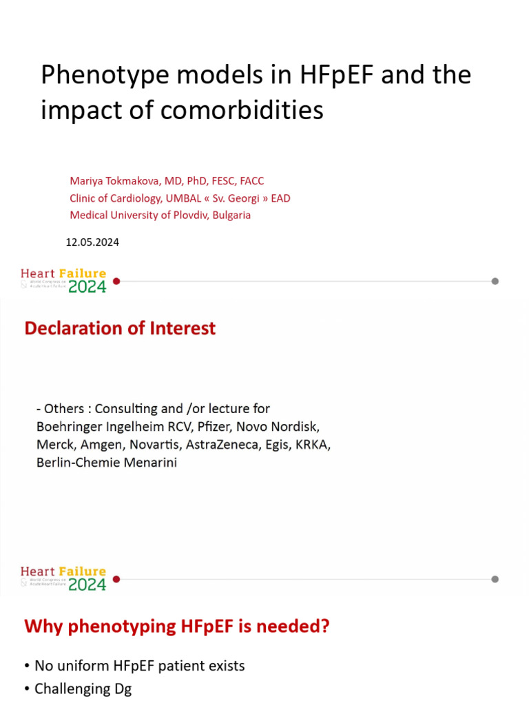 Slide ESC HF 2024_Phenotype HFpEF | PDF | Comorbidity | Causes Of Death