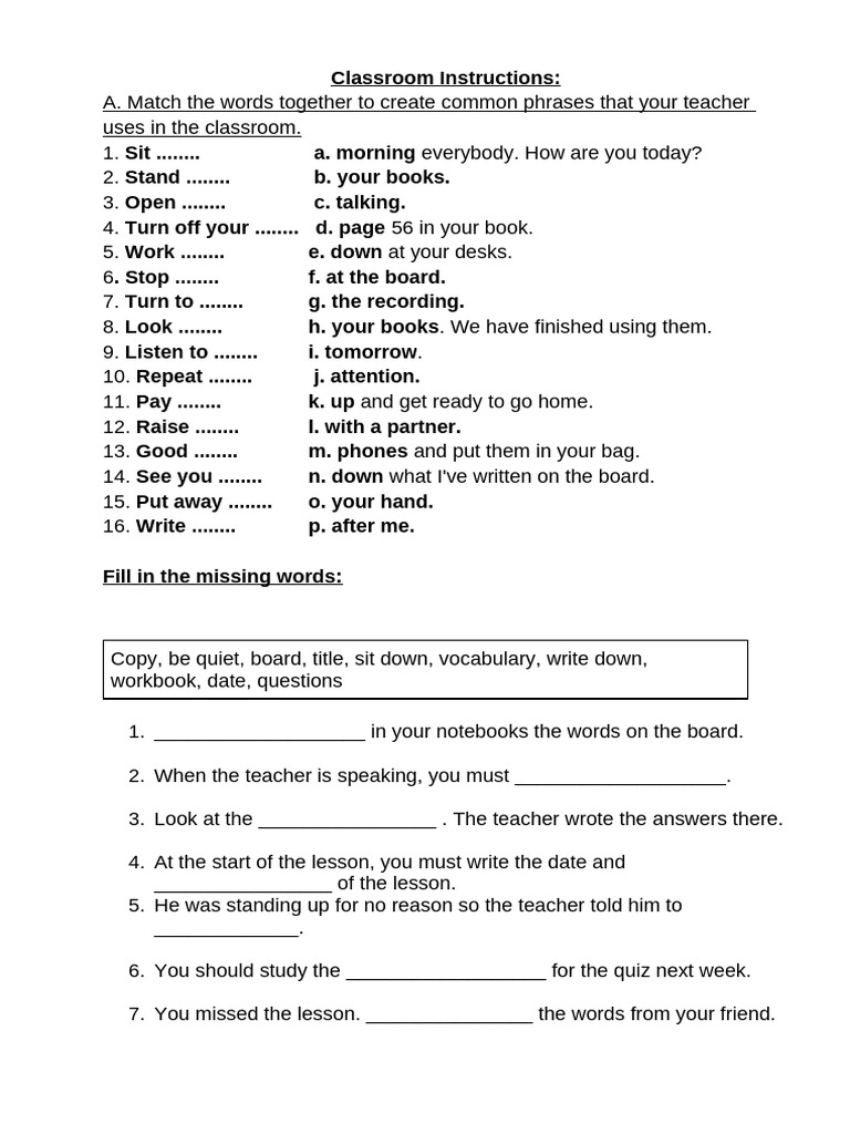 Class-Instructions 158933 | PDF | Classroom