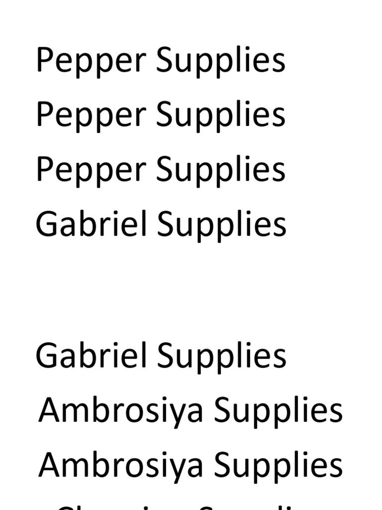 Comprehensive Supply List Overview | PDF