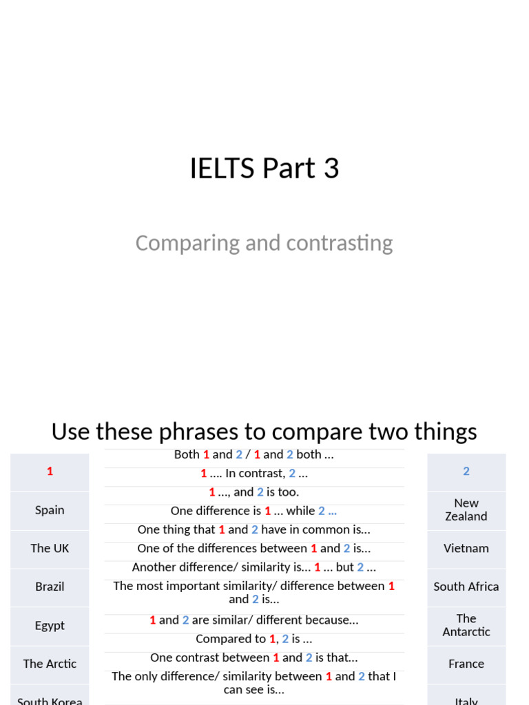 IELTS Comparison Practice Guide | PDF