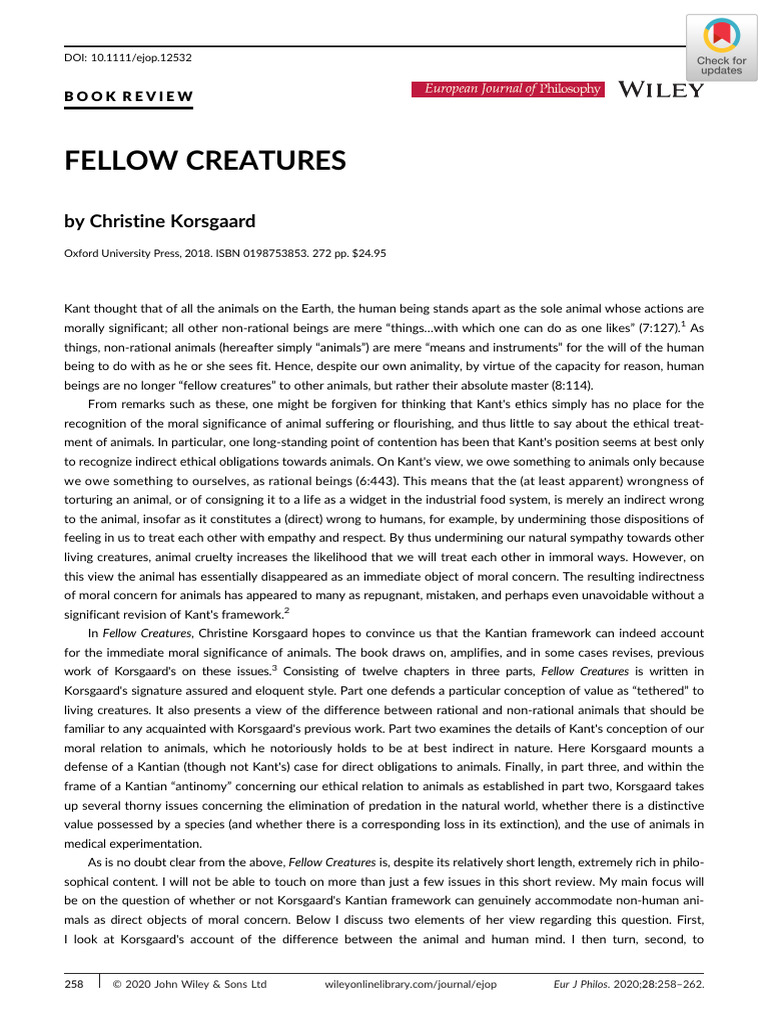 mclear2020_fellow-creatures-by-christine-korsgaard | PDF | Immanuel ...