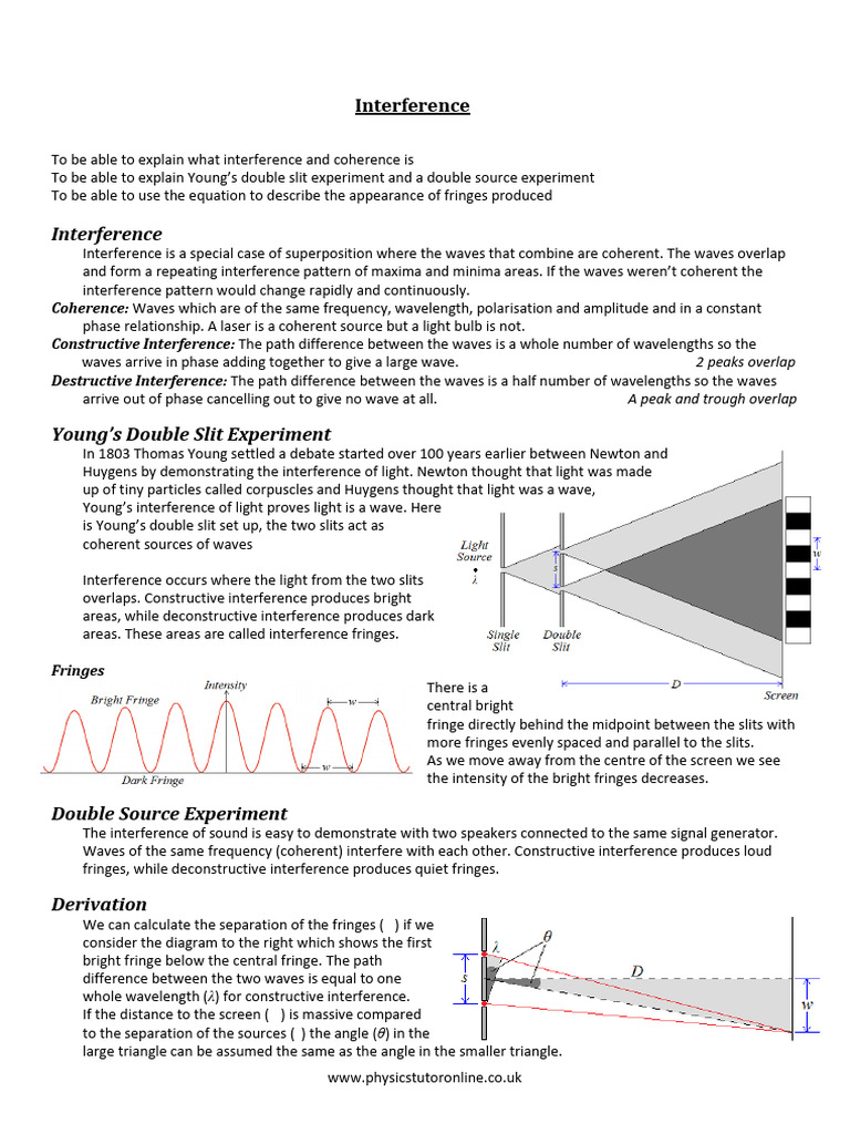 Understanding Interference Patterns | PDF | Wavelength | Coherence ...