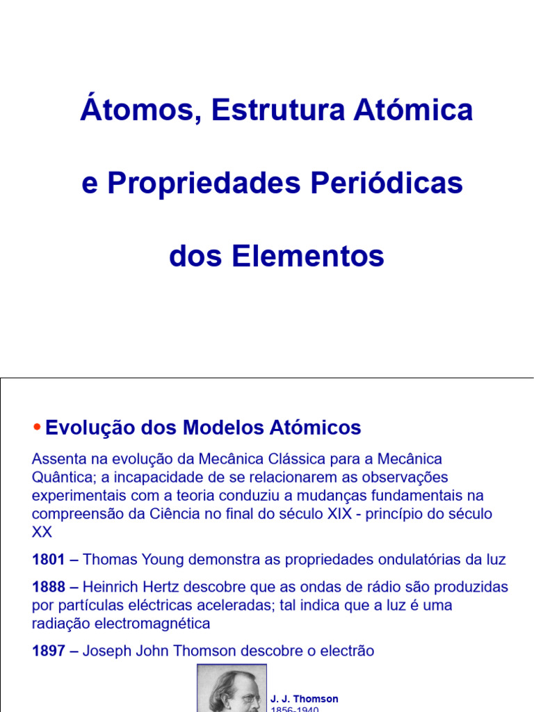 Atomos, Estrutura Atomica e Propriedades Periodicas Dos Elementos | PDF ...