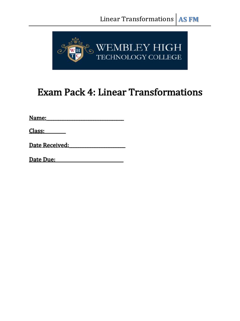 Exam Pack 4 Linear Transformations | PDF