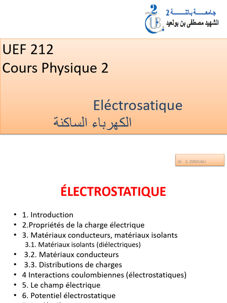 Uef 212 | PDF | Électricité | Électrostatique