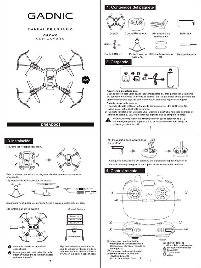 Manual de Usuario para Drones con Cámara | PDF