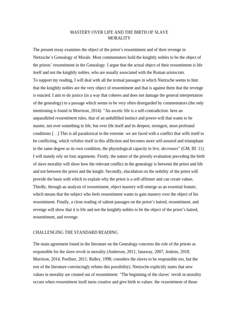 Nietzsche's Priestly Ressentiment Explained | PDF | Asceticism ...