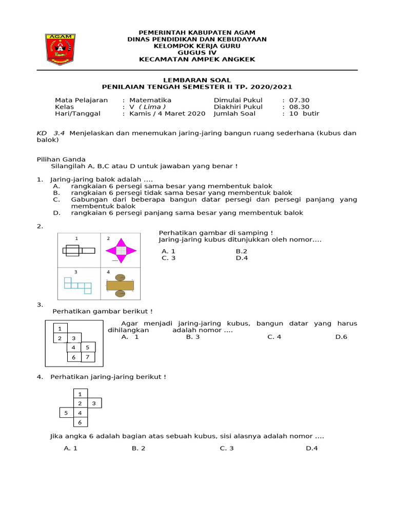 Latihan Soal MTK SMT 2 2021 | PDF