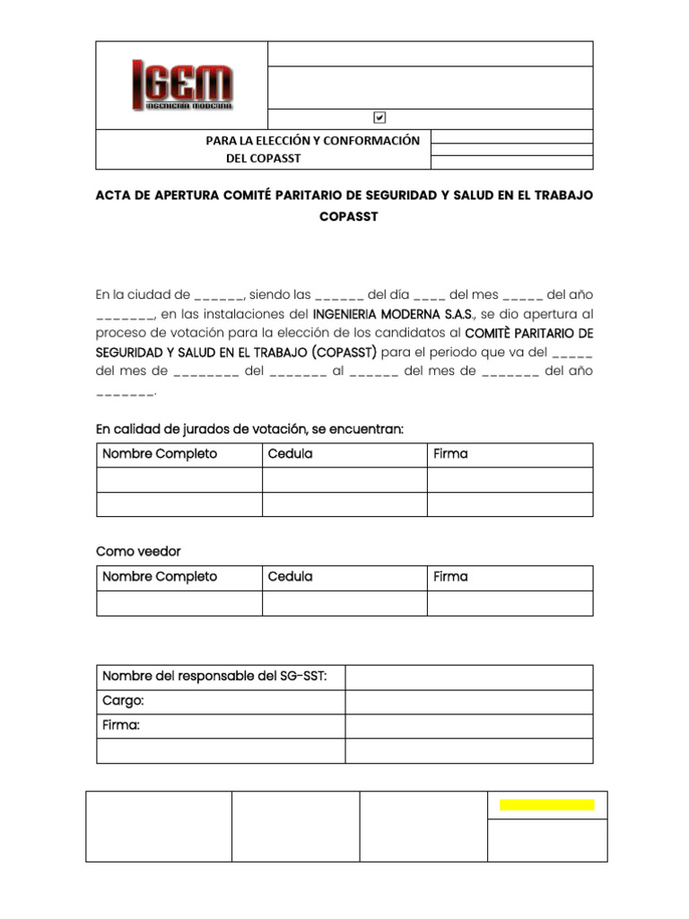 Acta de Apertura Igem | PDF