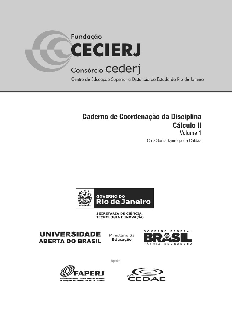 MIOLO Caderno Calculo II Vol1 PB | PDF | Somatório | Matemática