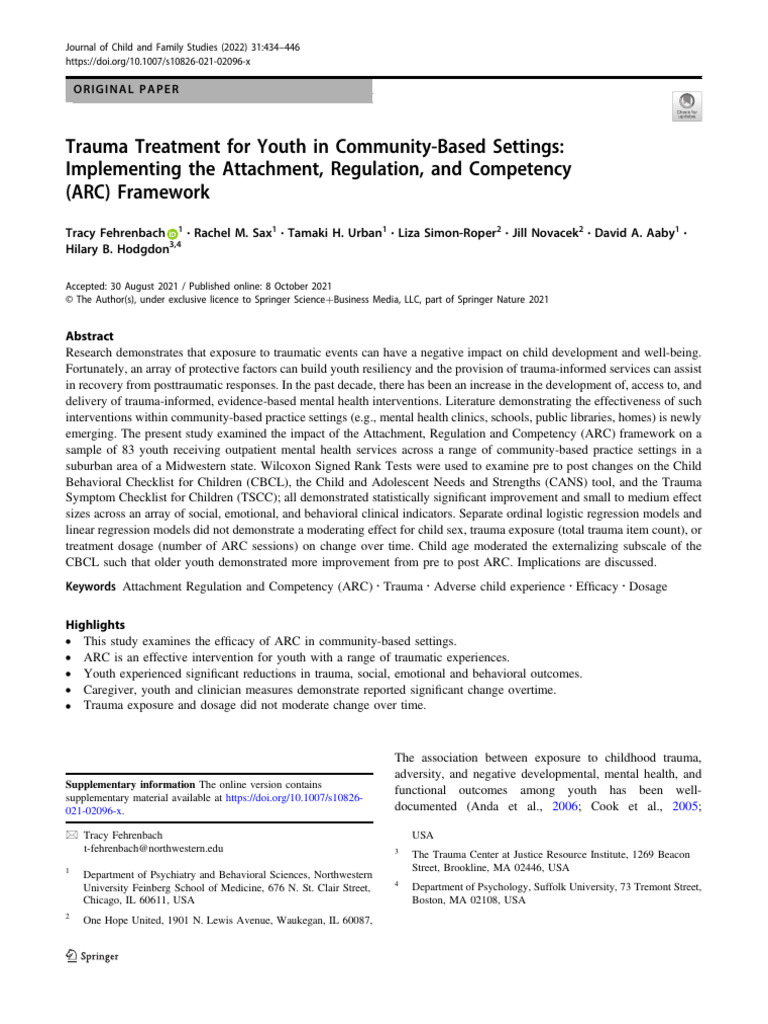 Trauma Treatment For Youth in Community-Based Settings: Implementing ...