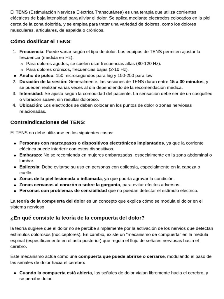 El TENS (Estimulación Nerviosa Eléctrica Transcutánea) Es Una Terapia ...