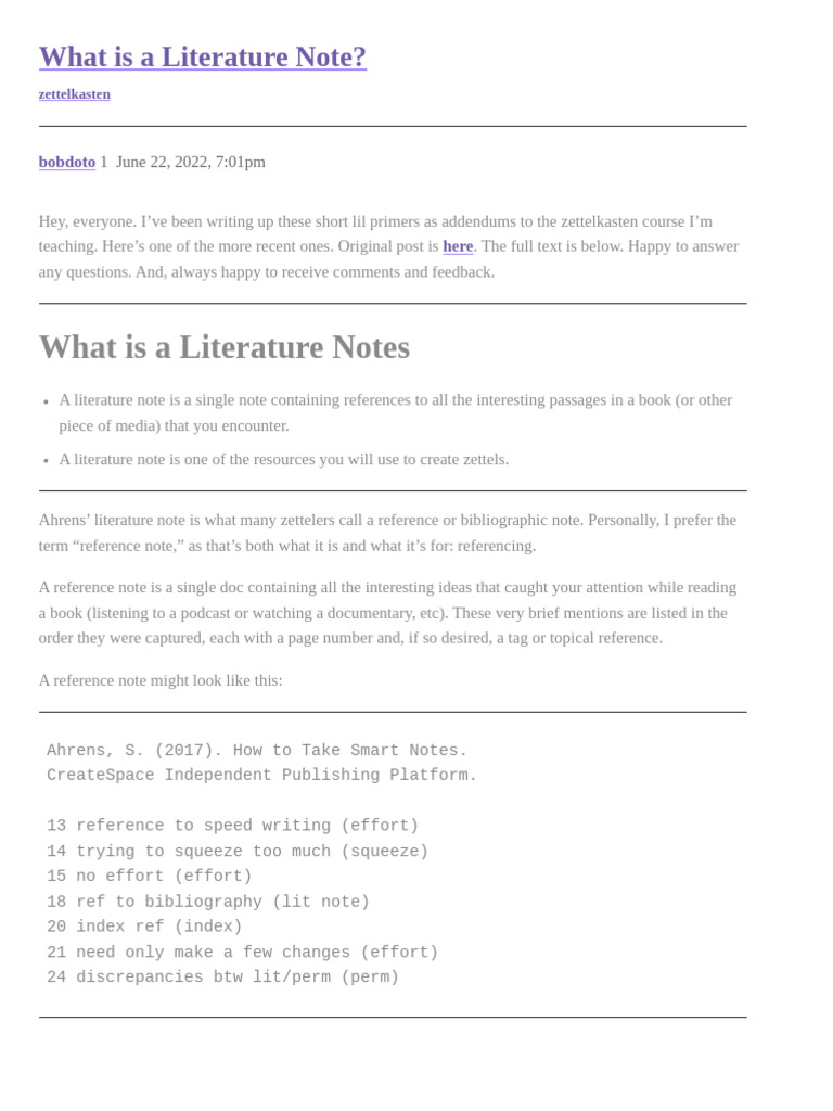 What Is A Literature Note - Knowledge Management - Obsidian Forum | PDF