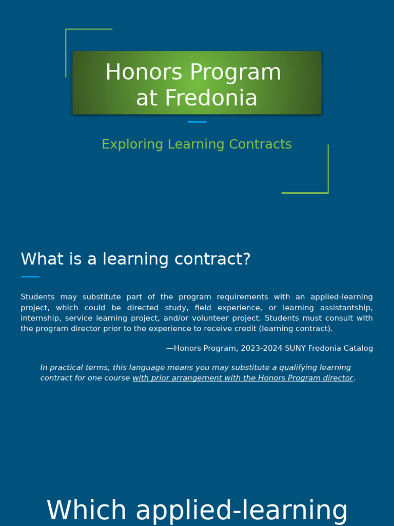 Learning Contracts in Fredonia Honors Program | PDF