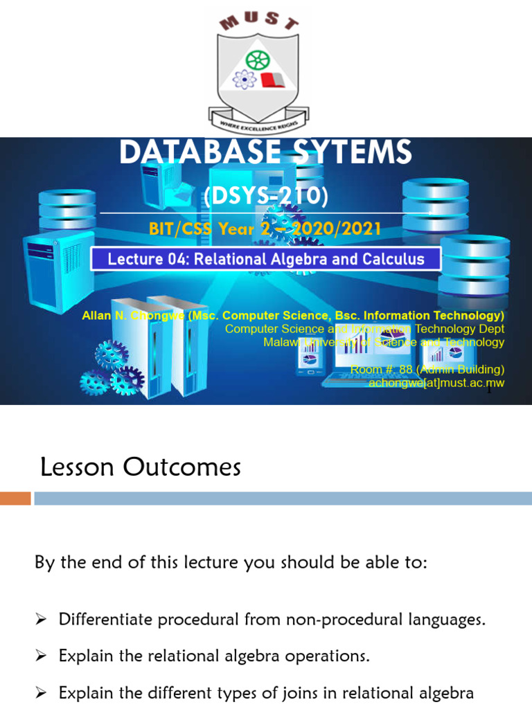 04 - Relational Algebra and Calculus | PDF | Relational Model | Relational Database