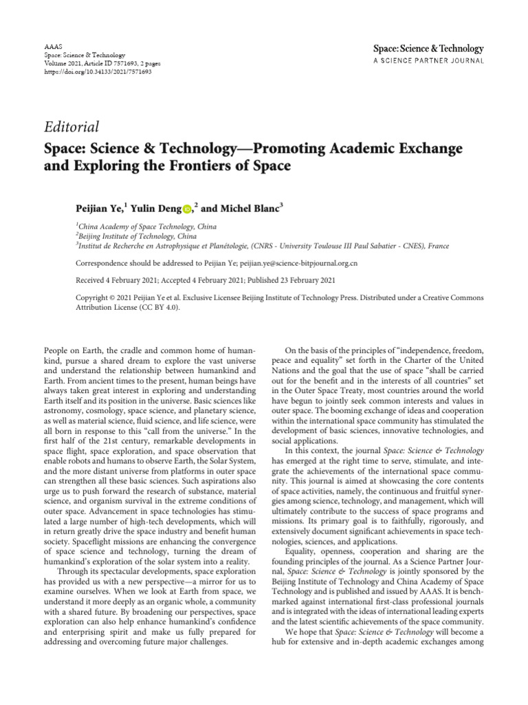 Space Science Technology-Promoting Academic Exchan | PDF | Science ...