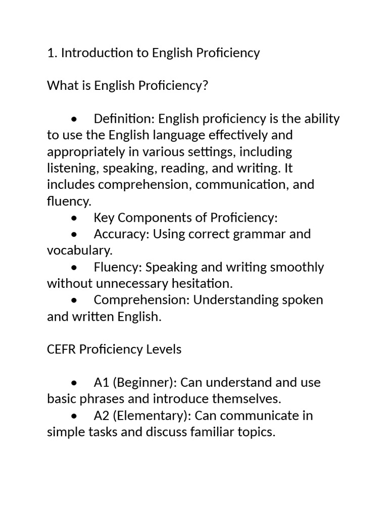 Understanding English Proficiency | PDF | Reading Comprehension ...