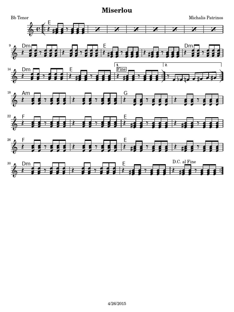 Miserlou-tenor-Bb-treble_clef-letter | PDF