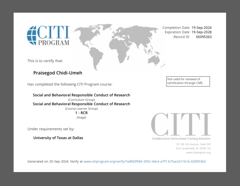 CITI Program Completion conduct of research | PDF