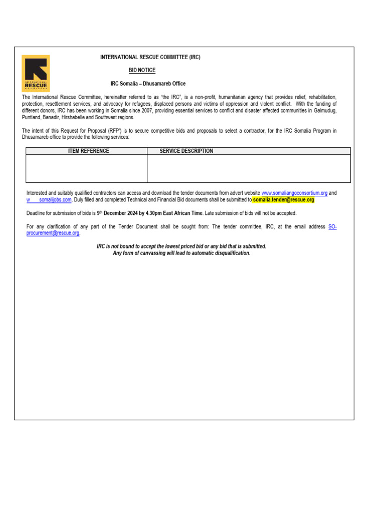 Request For Proposal Drilling Borehole at Ali Hassan Village Rev 3 ...