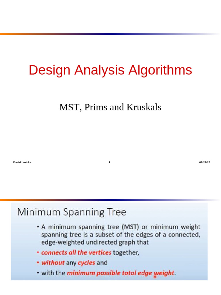Lecture#3 & 4-MST (Prims & Kruskal) | PDF | Computational Complexity Theory | Algorithms And ...