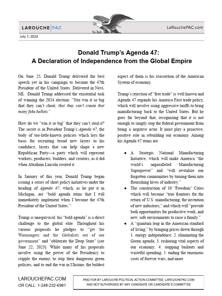 Agenda 47 Leaflet 2 | PDF | Politics Of The United States | American ...