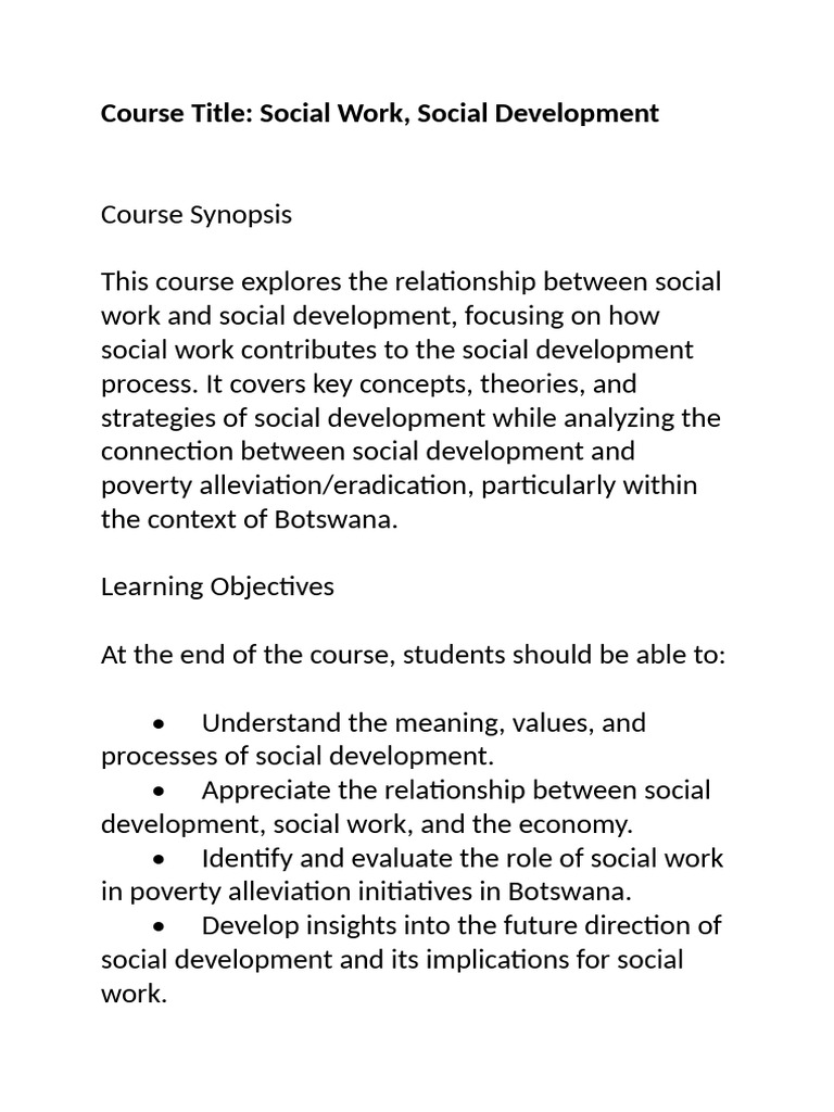 Social Work and Social Development DSW Student Handout | PDF | Poverty ...