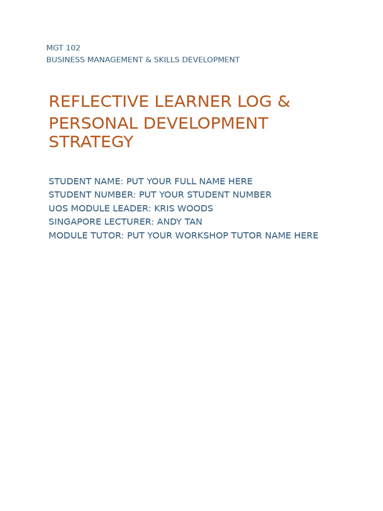 Reflective Learner Log & Development | PDF | Learning | Learning Styles