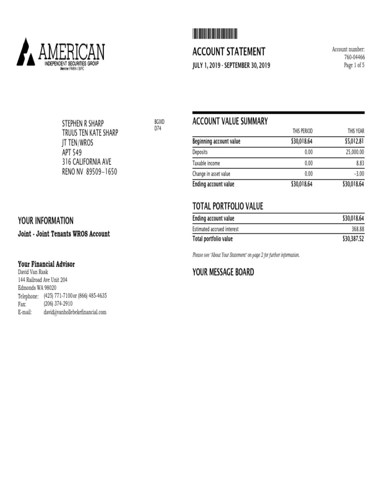 Portfolio Account Statement Summary | PDF | Investing | Debits And Credits