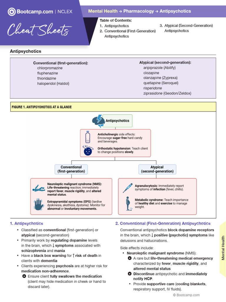 Antipsychotics Cheat Sheet | PDF | Antipsychotic | Atypical Antipsychotic