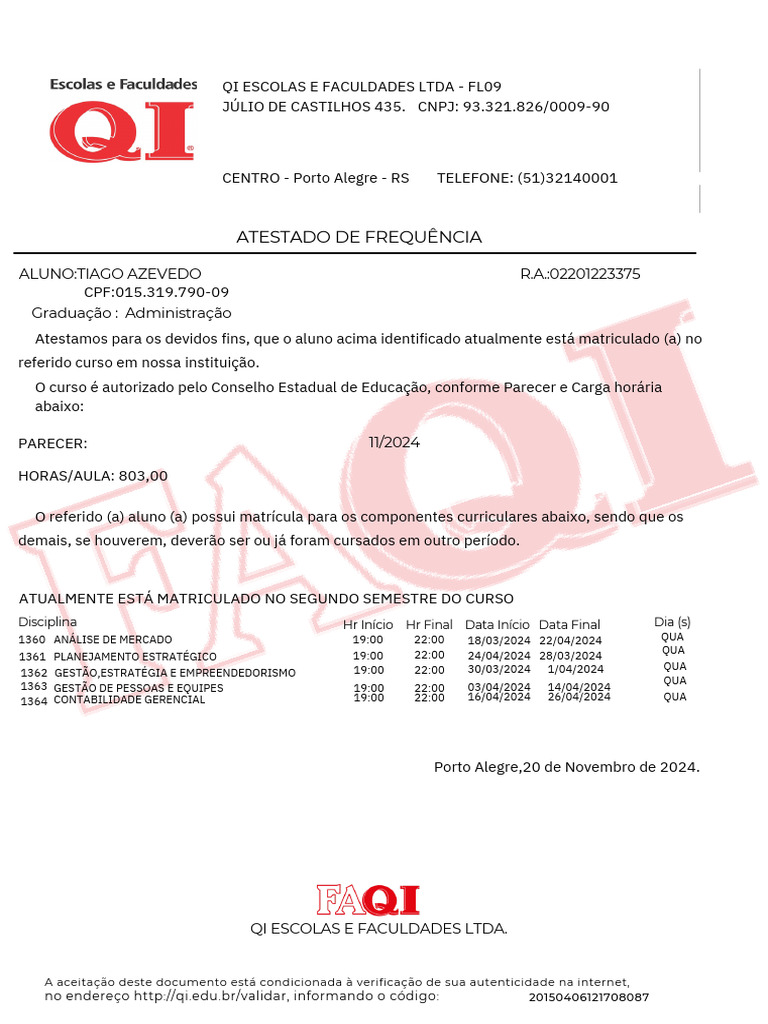 Comprovante Escolaridade | PDF