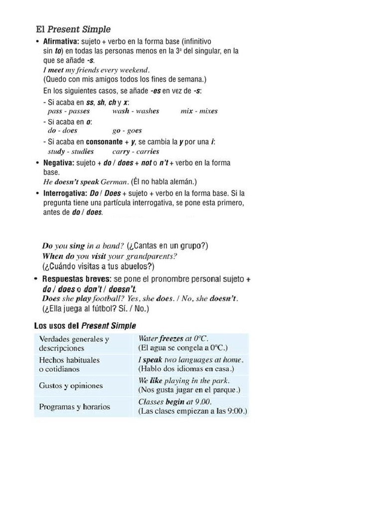 Present Simple and Continuous Theory | PDF