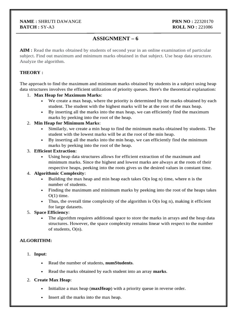 1086 Assignement 6(ADS) | PDF | Time Complexity | Algorithms And Data Structures