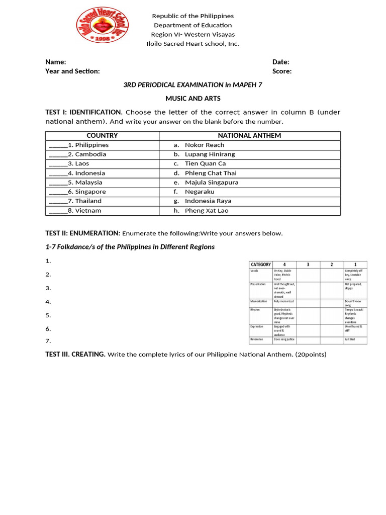 Mapeh 7 3RD Periodic Exam | PDF | Mental Health | Psychology