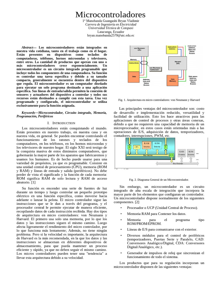 Paper Microcontroladores | PDF | Microcontrolador | Unidad Central de procesamiento