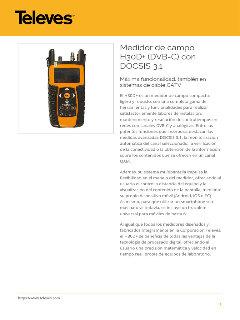 Ficha Tecnica - TELEVES H30D+ | PDF | Red de computadoras | Módem