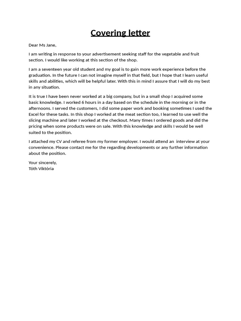 Covering Letter | PDF