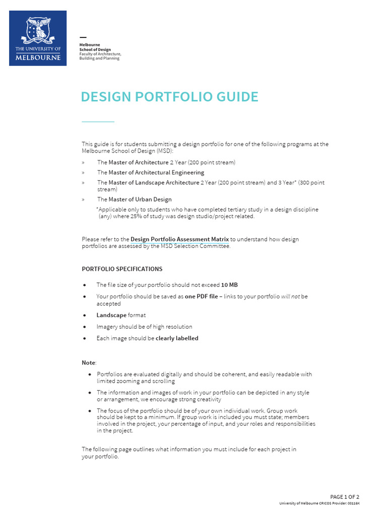 October 2020 MSD Design Portfolio Guide | PDF | Image | Design